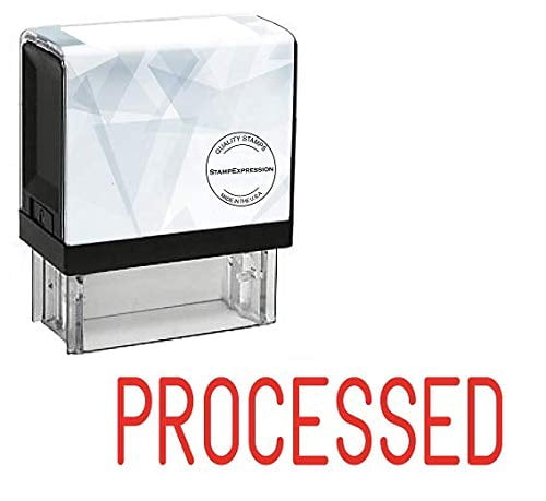 StampExpression - Processed Office Self Inking Rubber Stamp - Red Ink ...