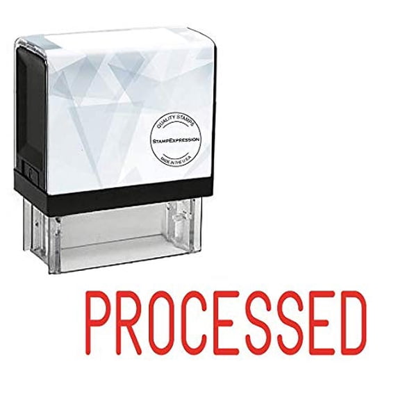 StampExpression - Processed Office Self Inking Rubber Stamp - Red Ink ...