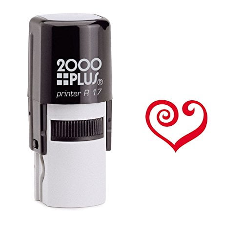 StampExpression - Swirling Heart Self Inking Rubber Stamp - Red Ink (W ...