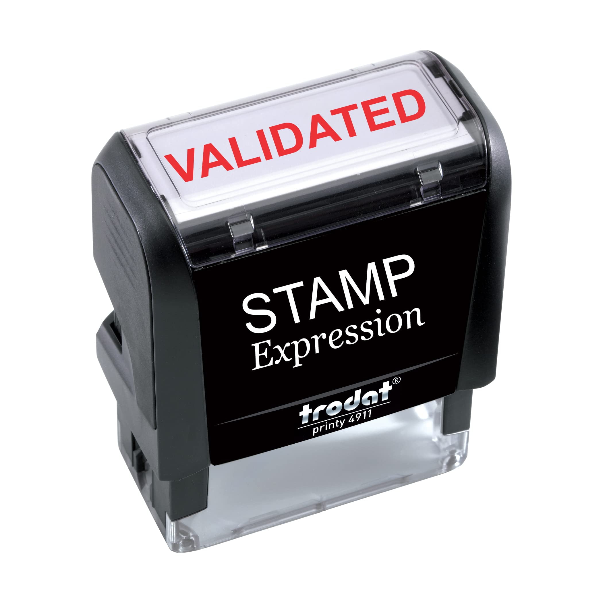 StampExpression - VALIDATED Office Self Inking Rubber Stamp - Red Ink ...