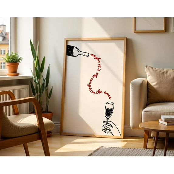 Stampa Olivia Dean: Sfondo Neutro con Bottiglia e Calice Neri e ...