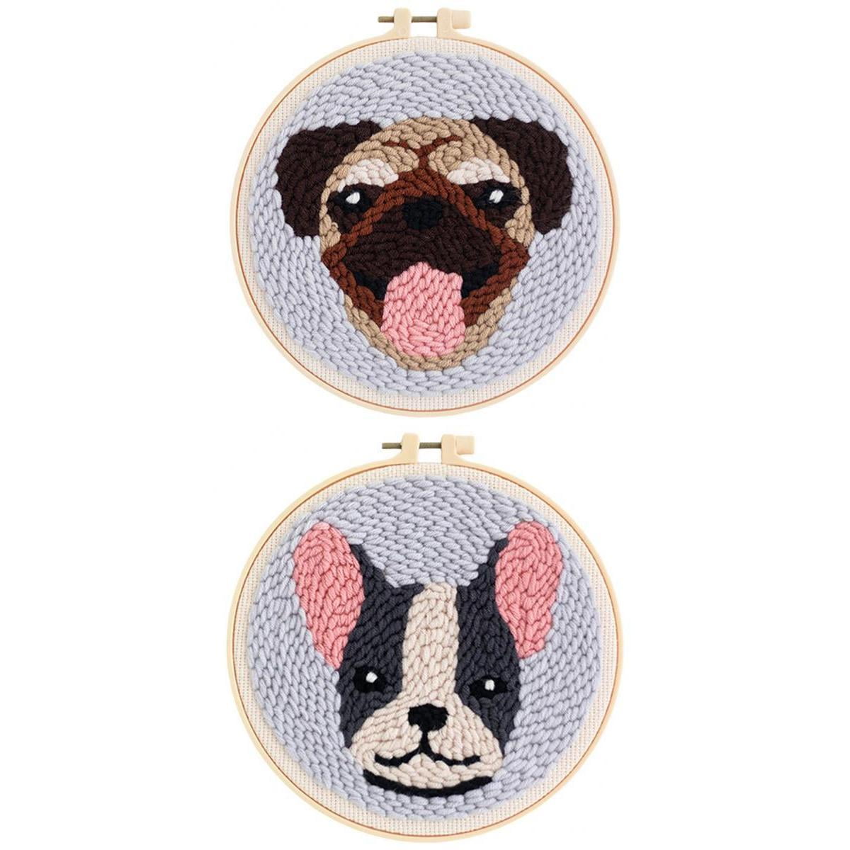 Stamped Animal Punch Dog Embroidery for Adults Kids Punch with Basic ...