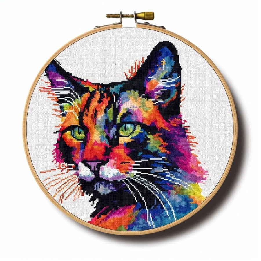 Stamped Cross Stitch Kits with Hoop for Starter Kits Vibrant Color ...