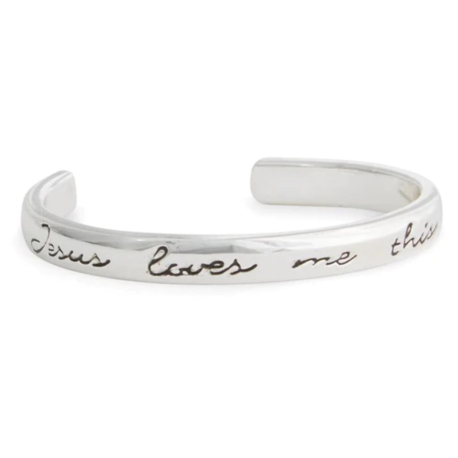 Stamped Jesus Loves Me Cuff Bracelet, Silver - Walmart.com