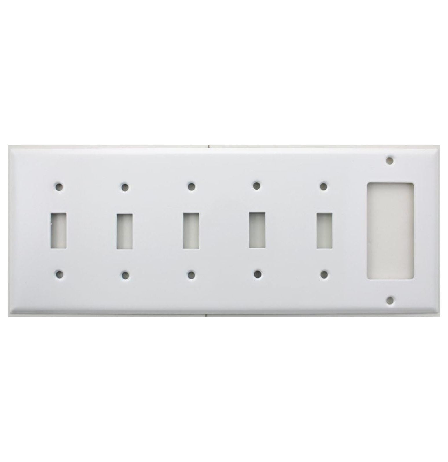 Stamped Steel Smooth White 6 Gang Wall Plate - 5 Toggle Switches 1 GFI ...