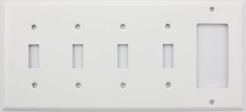 Stamped Steel Smooth White (NOT PLASTIC) 5 Gang Switch Plate, 4 Toggle ...