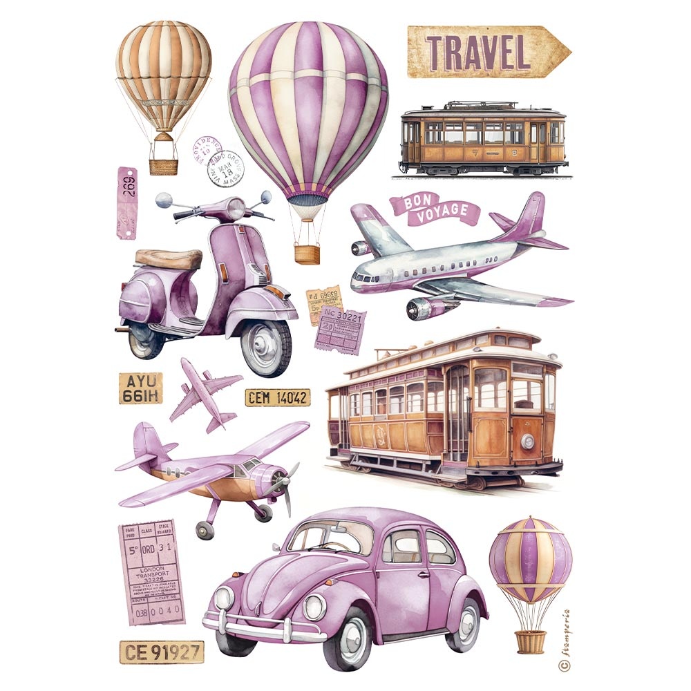 Stamperia Assorted Rice Paper A4 6/Sheets-Transports - Walmart.com