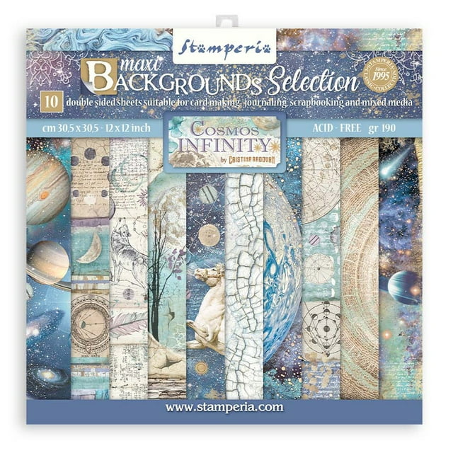 Stamperia Backgrounds Double-Sided Paper Pad 12"X12" 10/Pkg-Cosmos ...