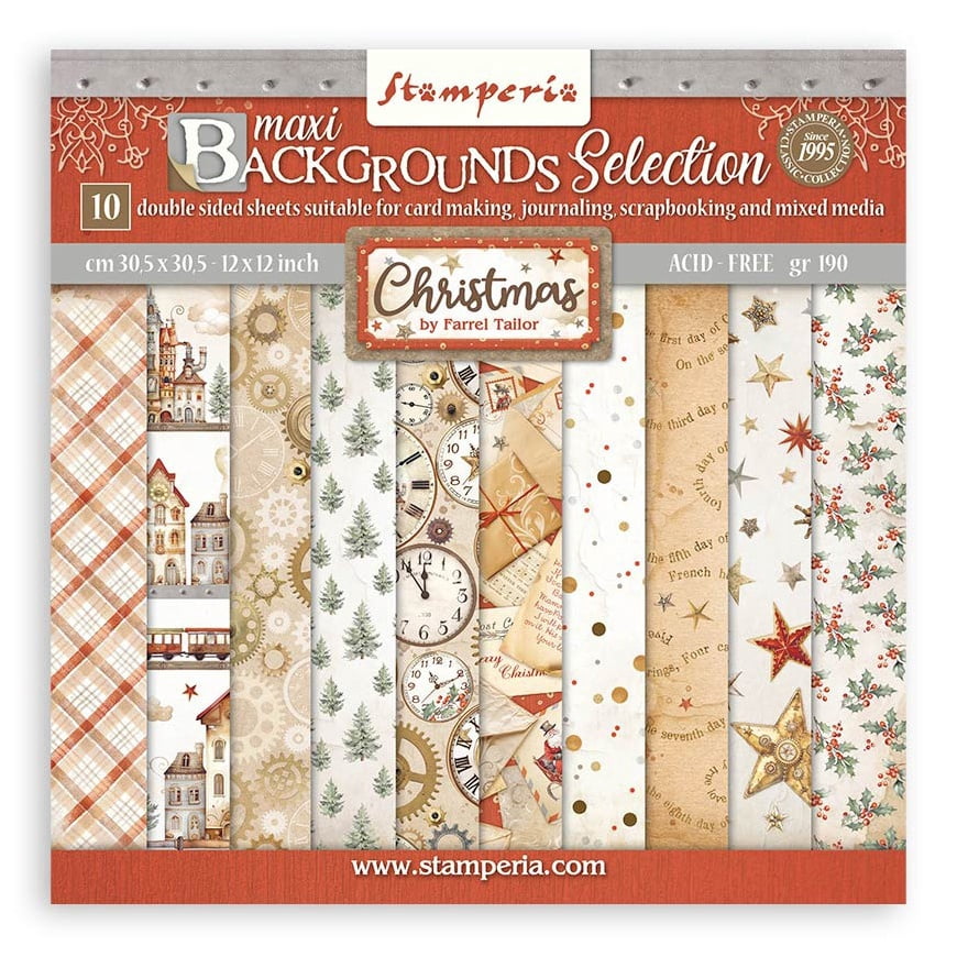 Stamperia Backgrounds Double-Sided Paper Pad 12"X12" 10/Pkg-Gear Up For ...