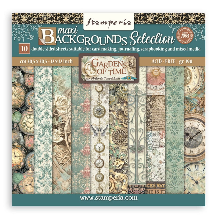 Stamperia Backgrounds Double-Sided Paper Pad 12"x12" 10/Pgk-Gardens of ...