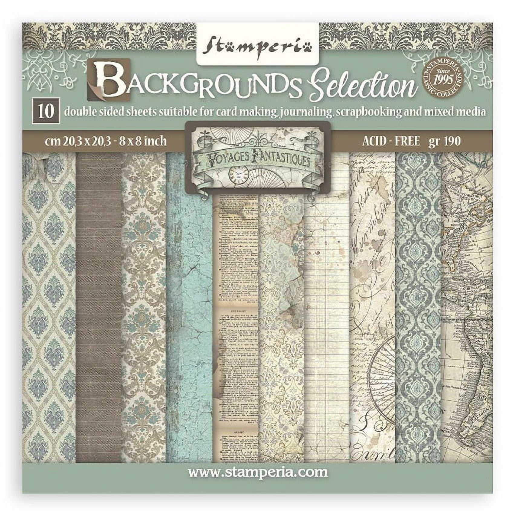 Stamperia Backgrounds Double-Sided Paper Pad 8"X8" 10/Pkg-Voyages ...