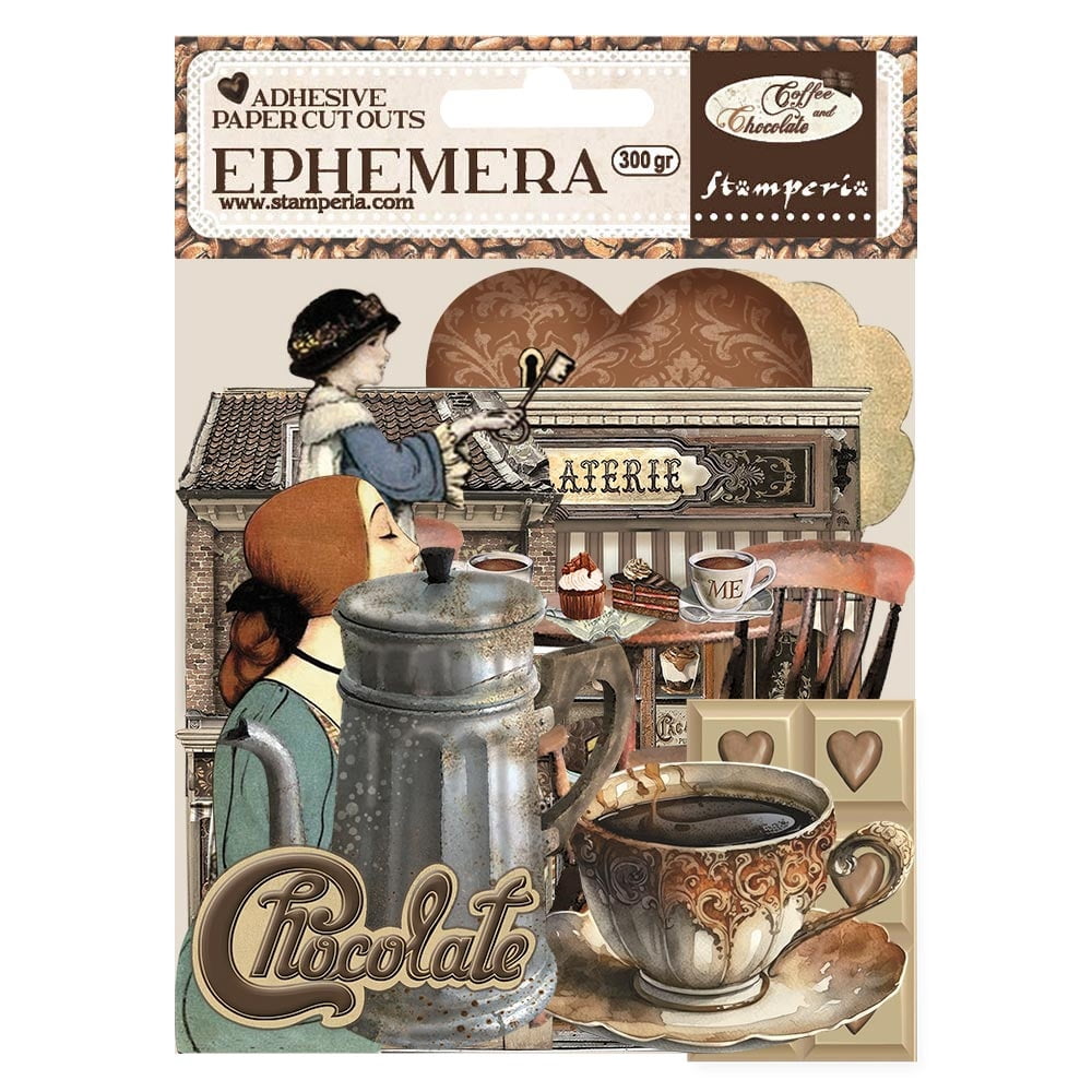 Stamperia Cardstock Ephemera Adhesive Paper Cut Outs-Coffee And ...