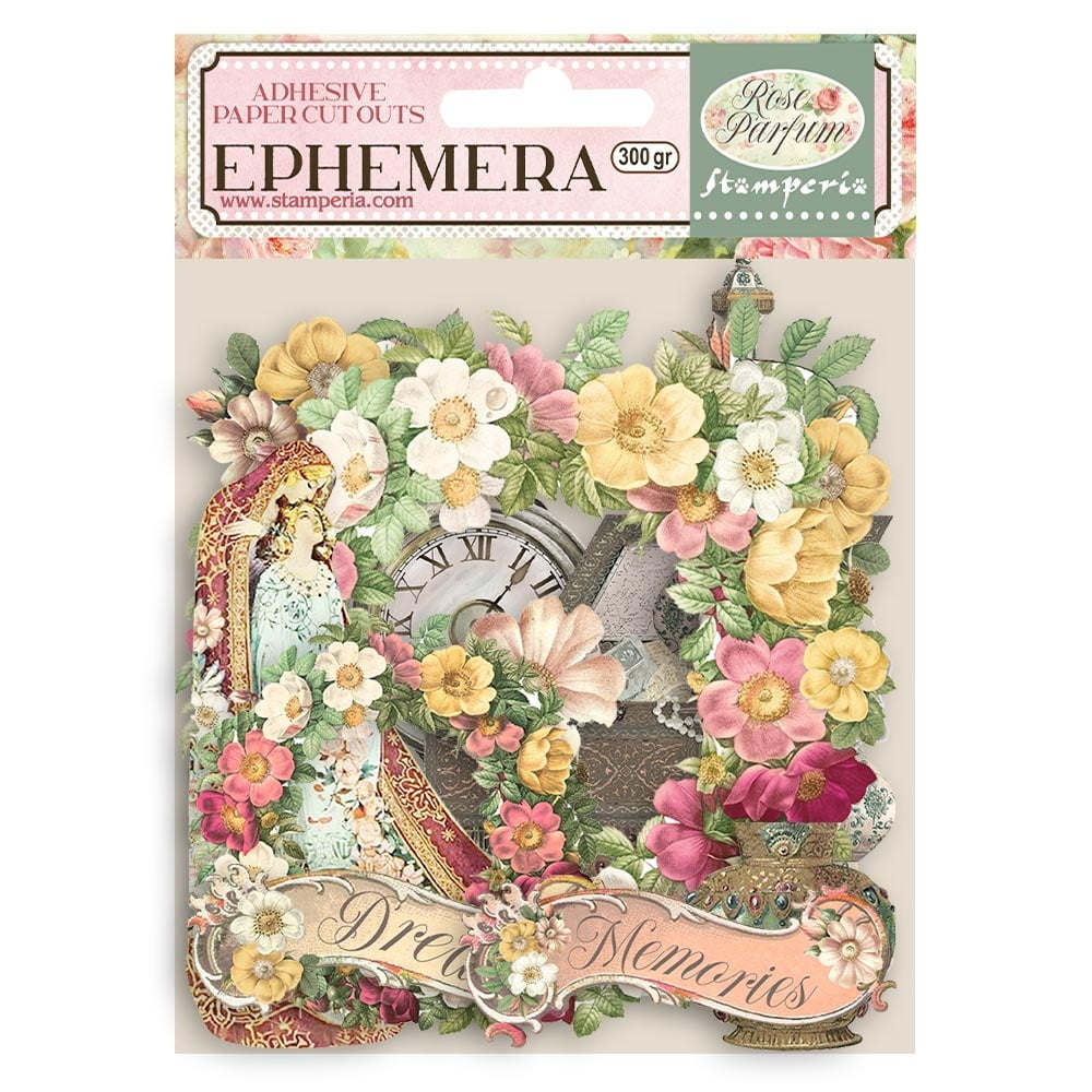 Stamperia Cardstock Ephemera Adhesive Paper Cut Outs-Rose Parfum ...