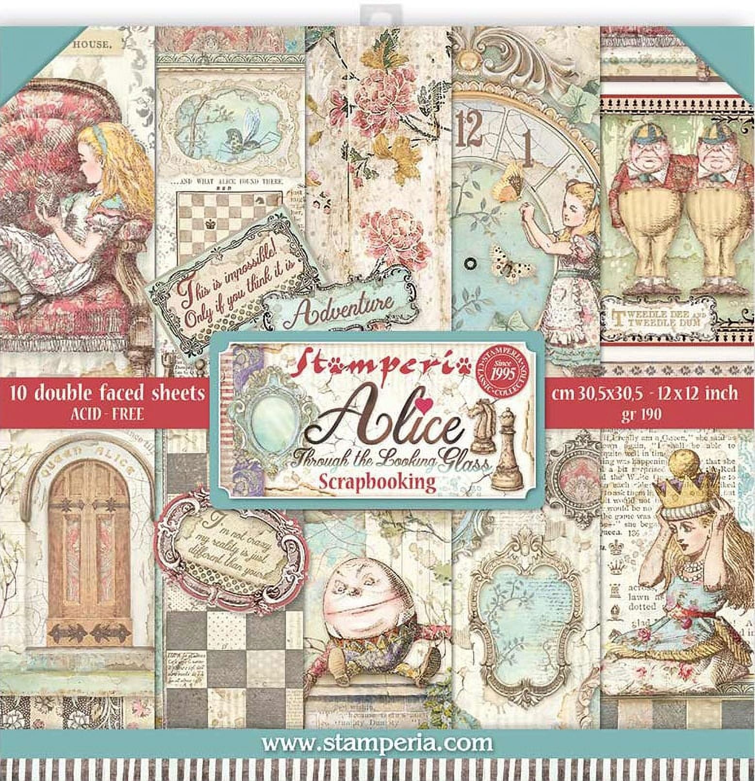 Stamperia Double-Sided Paper Pad 12"X12" 10/Pkg-Alice Through The ...