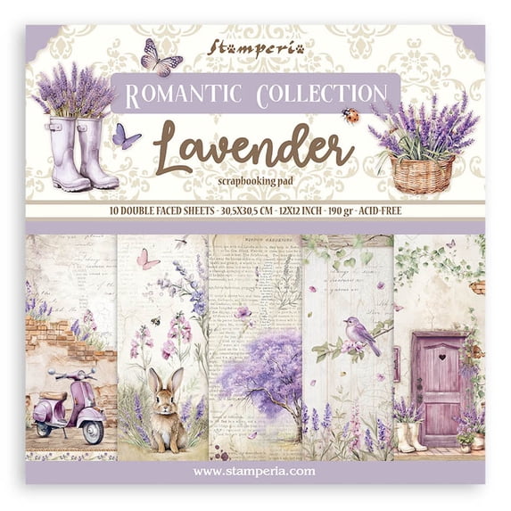 Stamperia Double-Sided Paper Pad 12"X12" 10/Pkg-Lavender, 10 Designs/1 ...