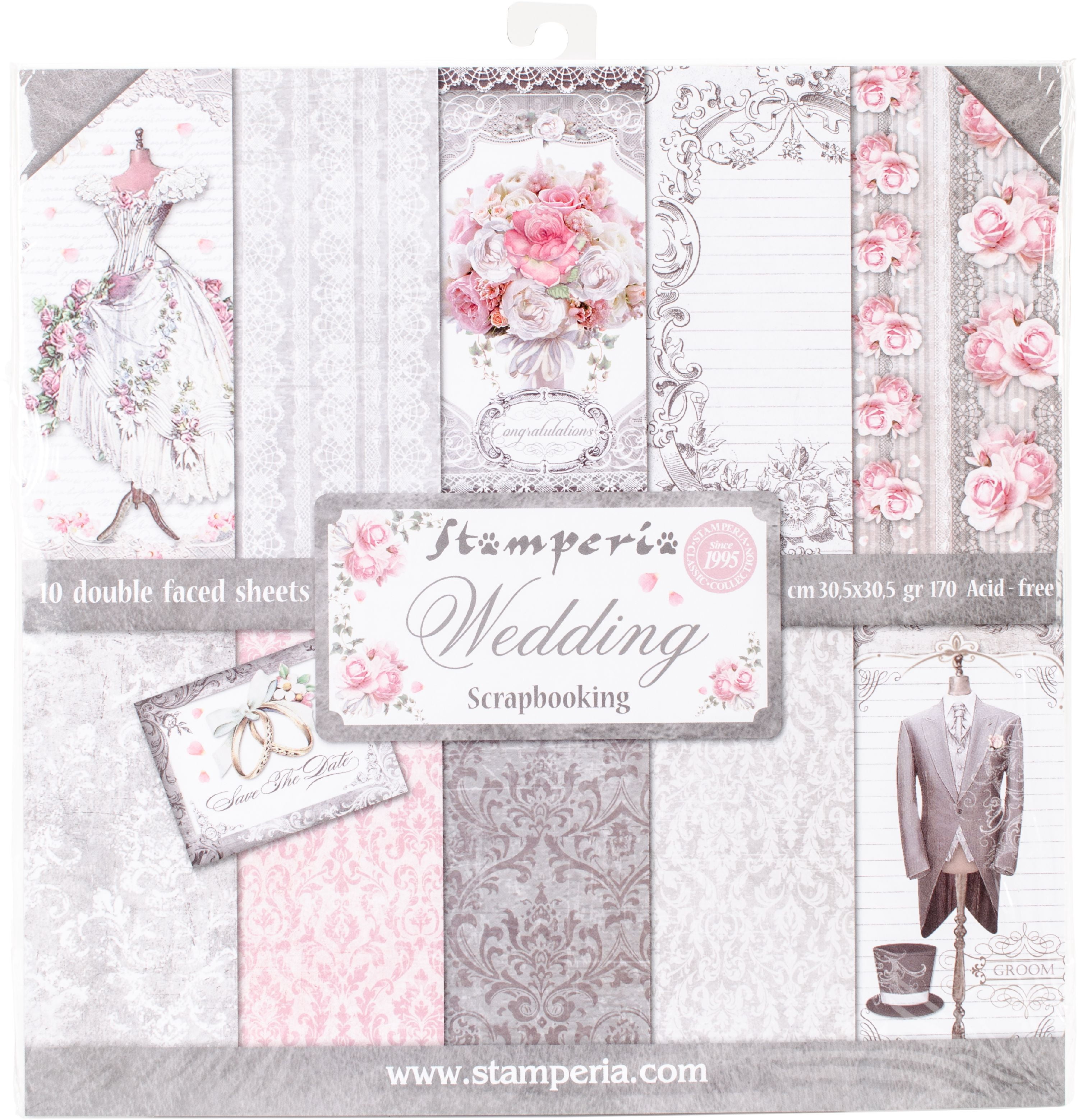 Stamperia Double-Sided Paper Pad 12"X12" 10/Pkg Wedding, 10 Designs/1 ...