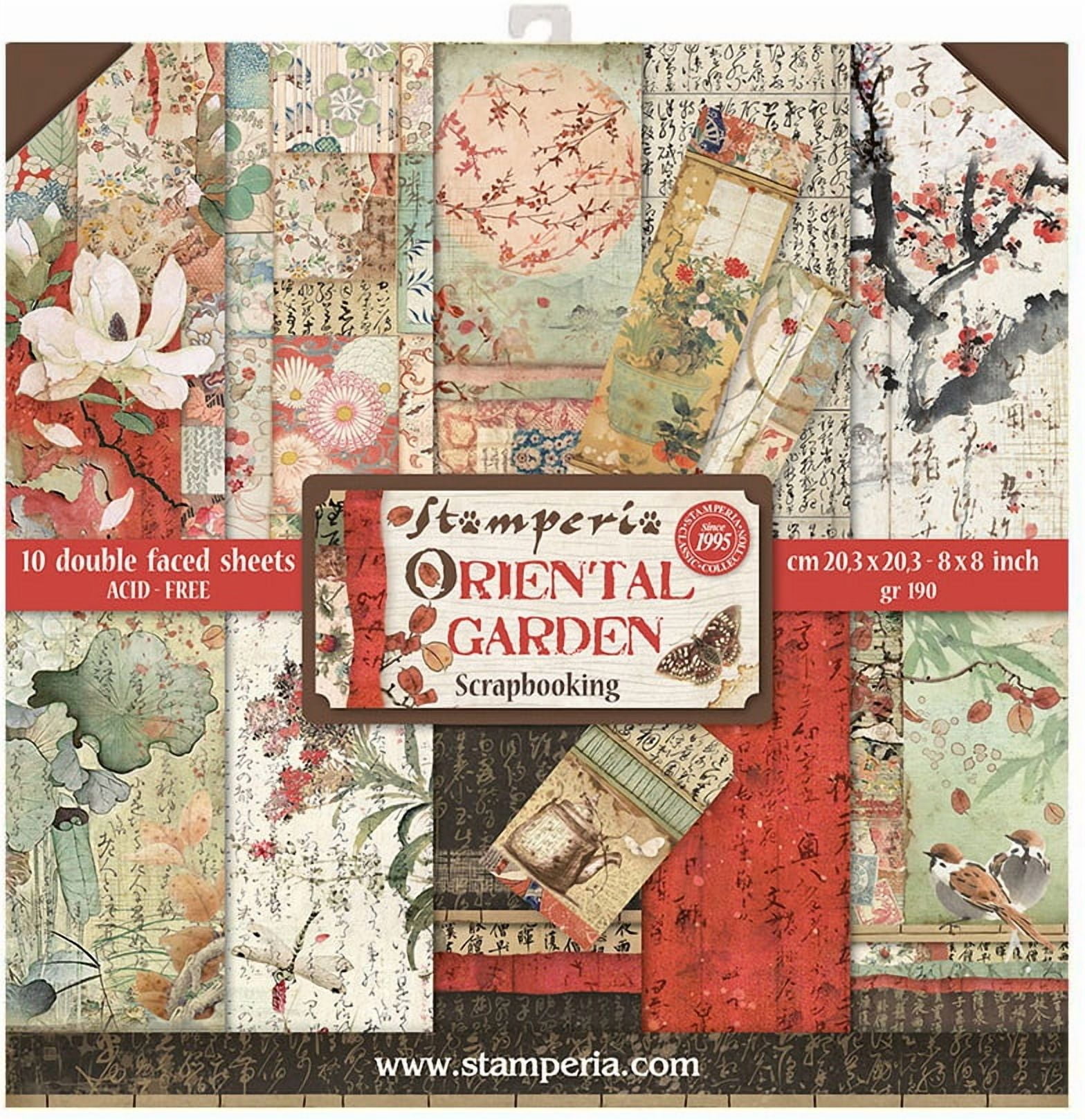 Stamperia Double-Sided Paper Pad 8"X8" 10/Pkg-Oriental Garden, 10 ...