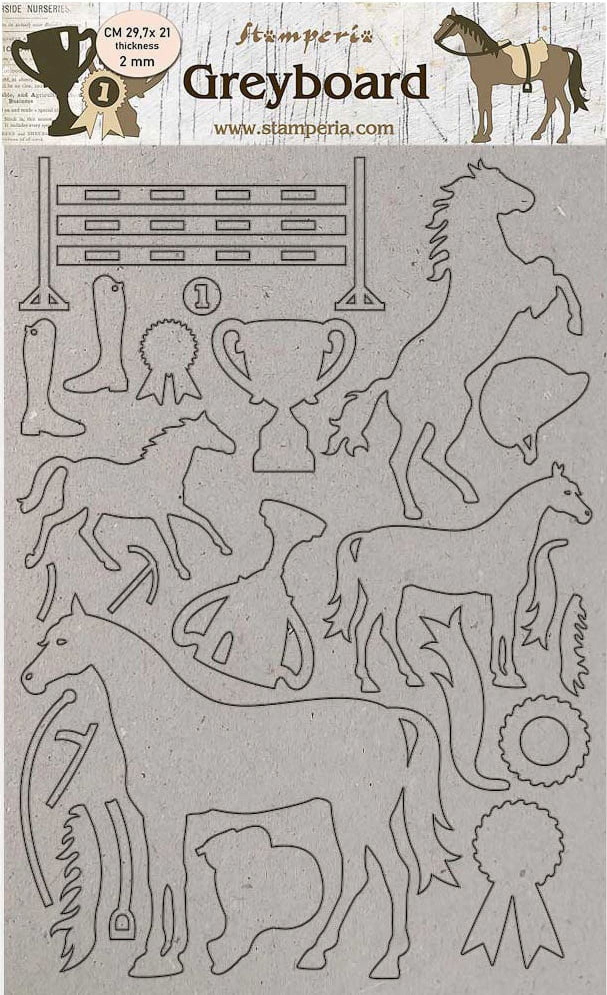 Stamperia Greyboard Cut-Outs A4 2mm Thick-Trophy, Romantic Horses ...