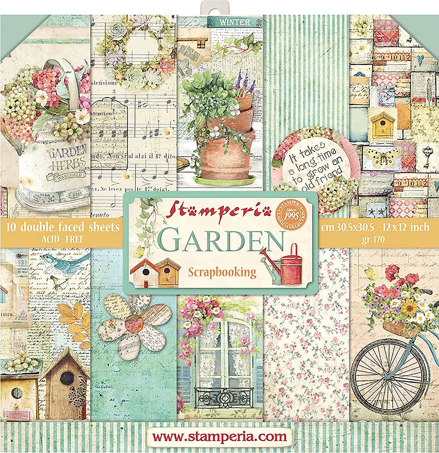 Stamperia Double-Sided Paper Pad 12"X12" 10/Pkg-Garden, 10 Designs/1 ...