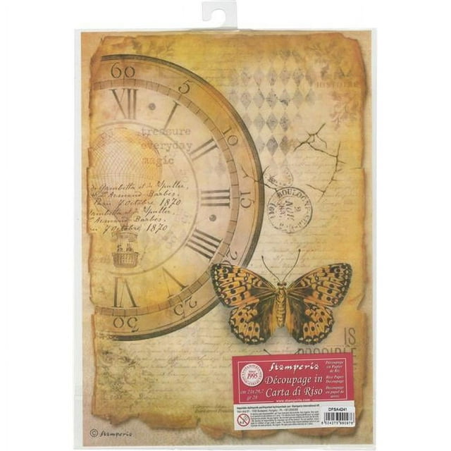 Stamperia Rice Paper Pack A4-Mixed Media Clock & Butterfly - Walmart.com