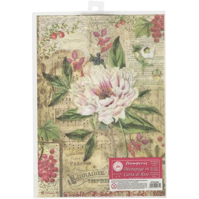 Stamperia Rice Paper Pack A4-Peony With Red Berries - Walmart.com
