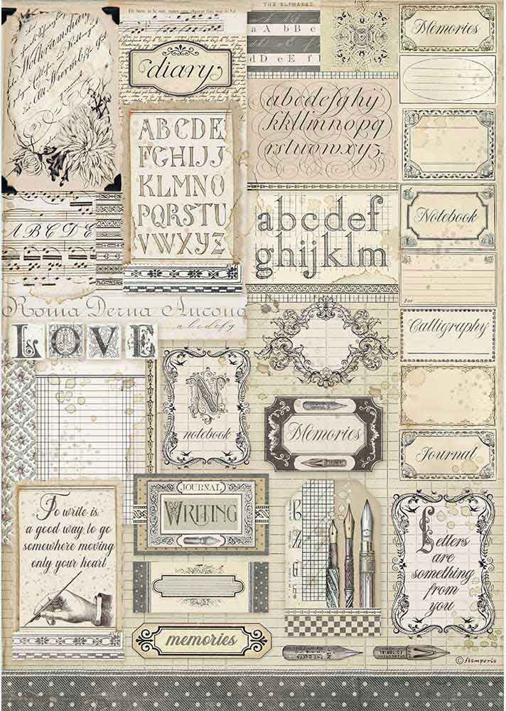 Stamperia Rice Paper Sheet A3-Calligraphy - Walmart.com