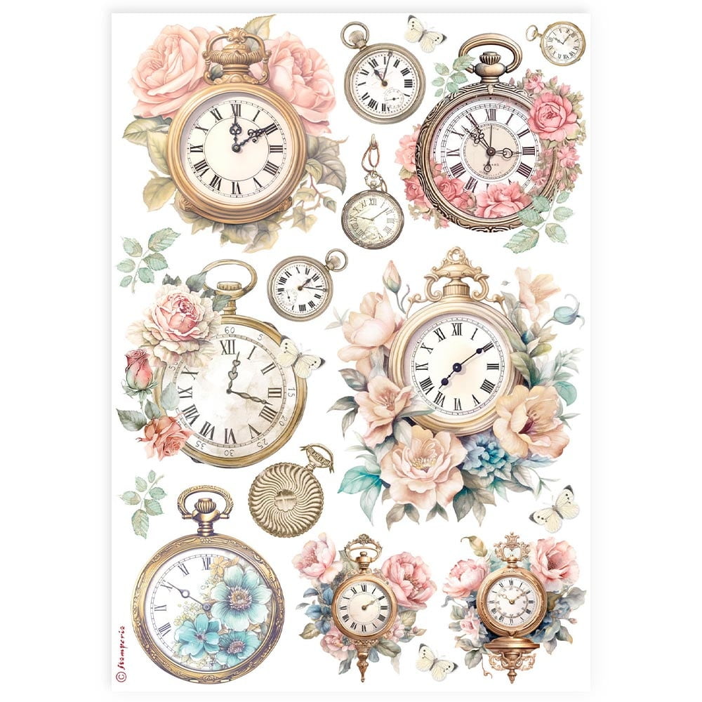 Stamperia Rice Paper Sheet A4-Clocks - Walmart.com
