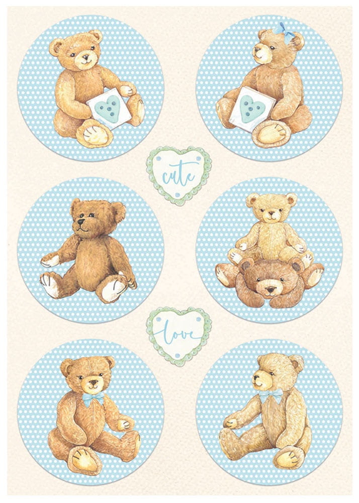 Stamperia Rice Paper Sheet A4-Rounds Bear Blue, Day Dream - Walmart.com