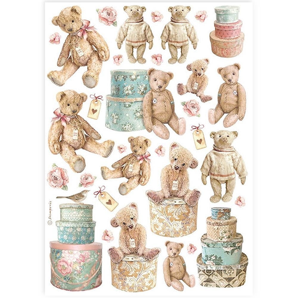 Stamperia Rice Paper Sheet A4-Teddy Bears - Walmart.com