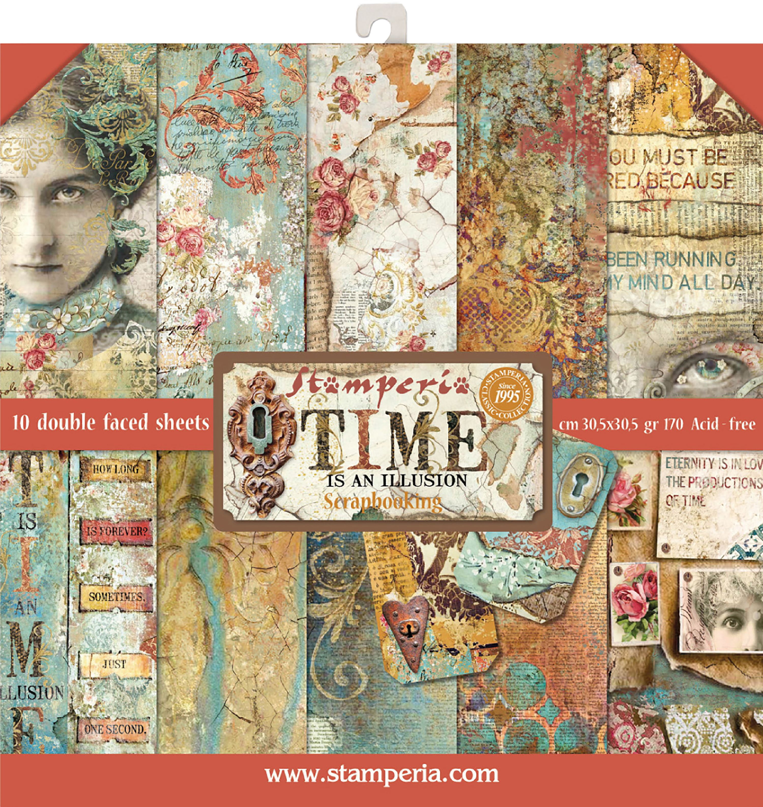 Stamperia Time Is An Illusion 12" x 12"Double-Sided Craft Paper Pad ...