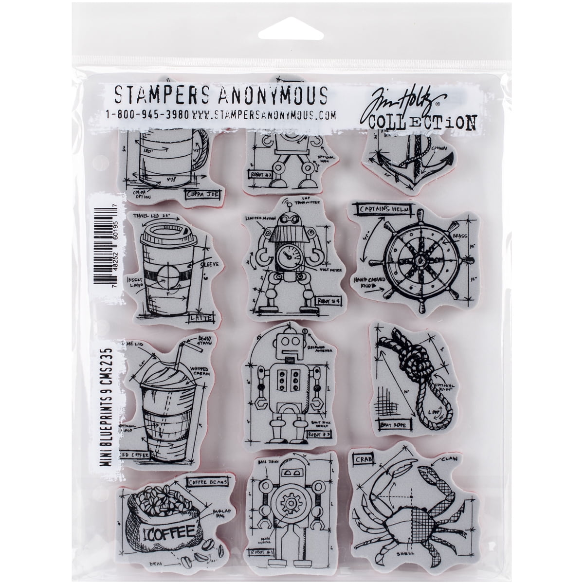Tim Holtz Cling Stamps 7"x8.5"-mini Blueprints #9 - Walmart.com