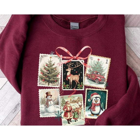 Stamps Sweatshirt Tree Sweatshirt Snowman Sweatshirt Fall S For Her Mom ...