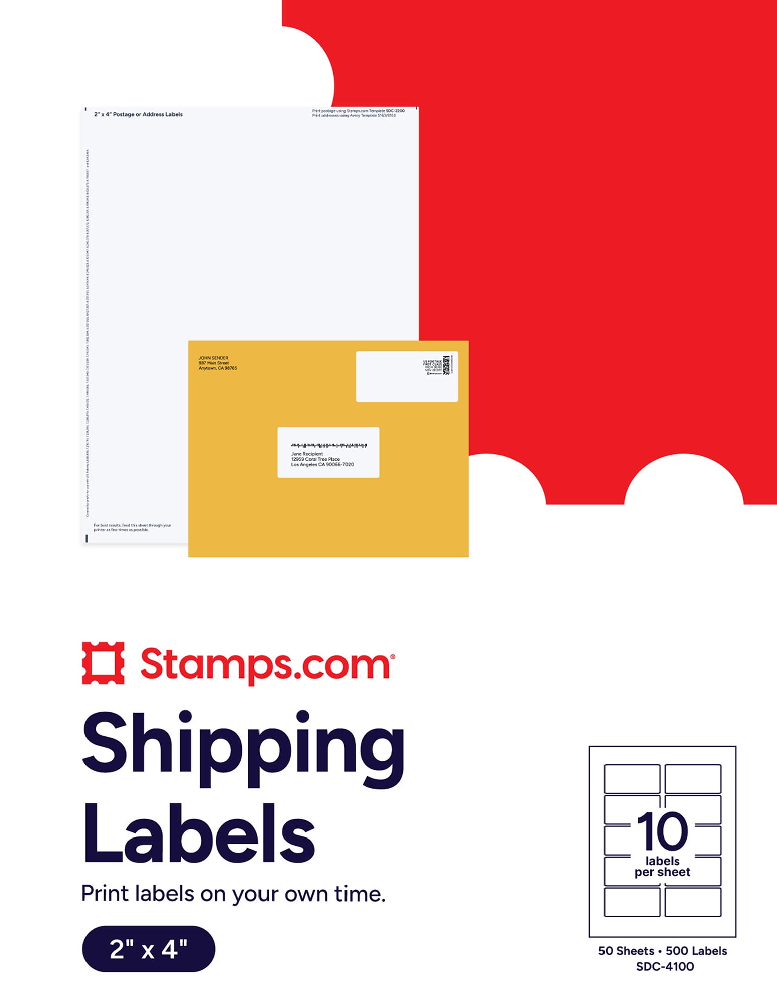 NetStamps 2 x 4" White Postage & Address Labels, 50 Sheets, for Mailing ...