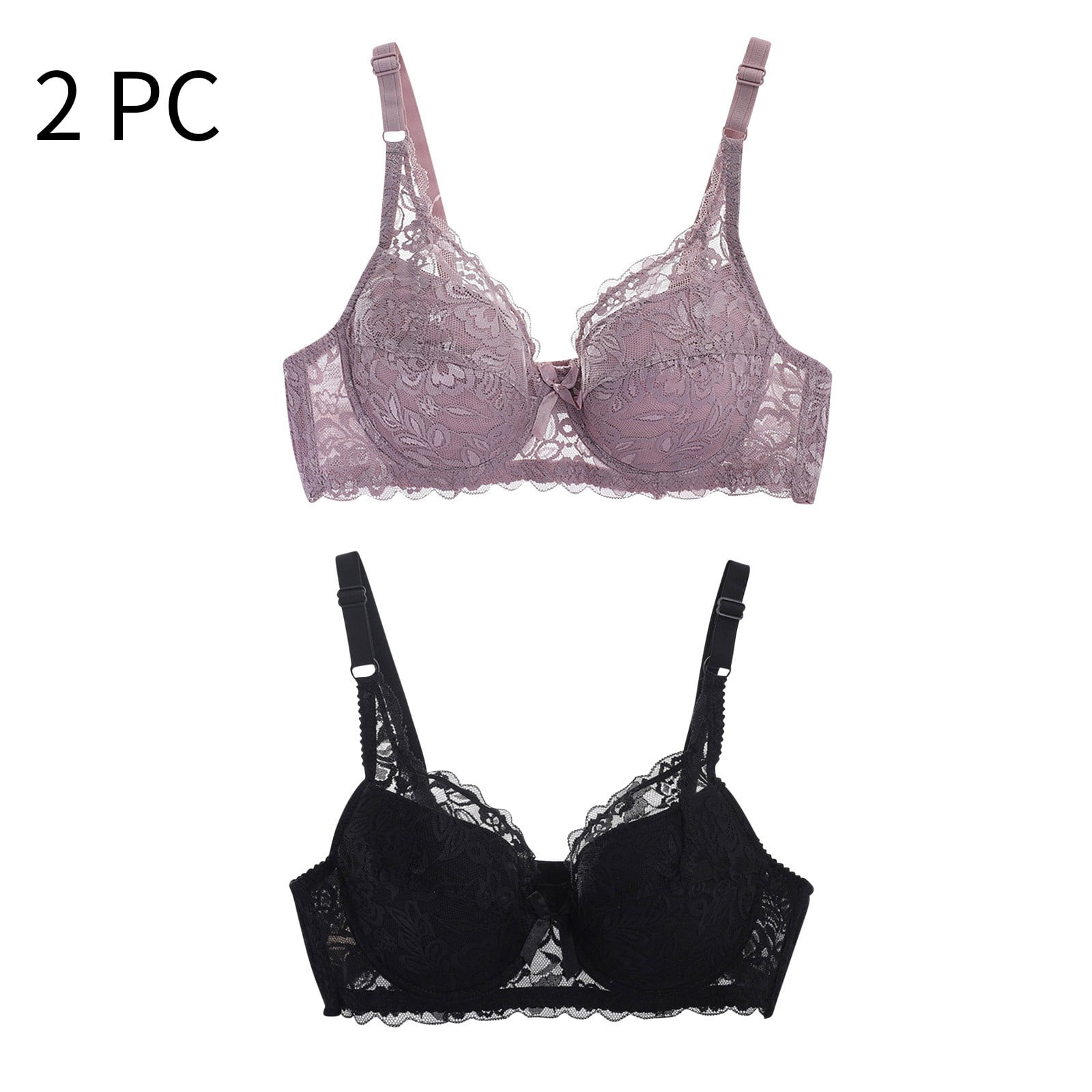 Stamzod 2 Pack Womens Bras Hollow Out Unlined Lace Bras No Underwire ...