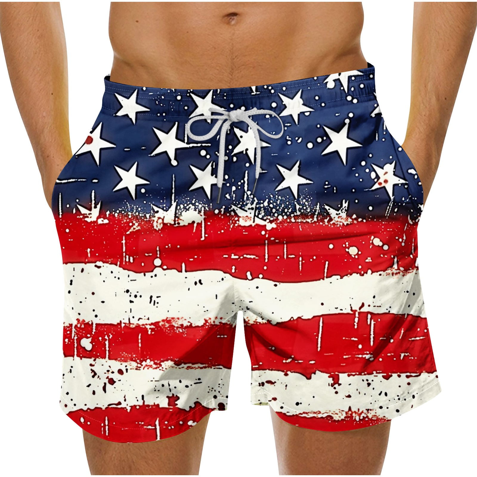 Stamzod 4Th Of July Mens Swim Trunks Fashion Strip Printing Summer ...