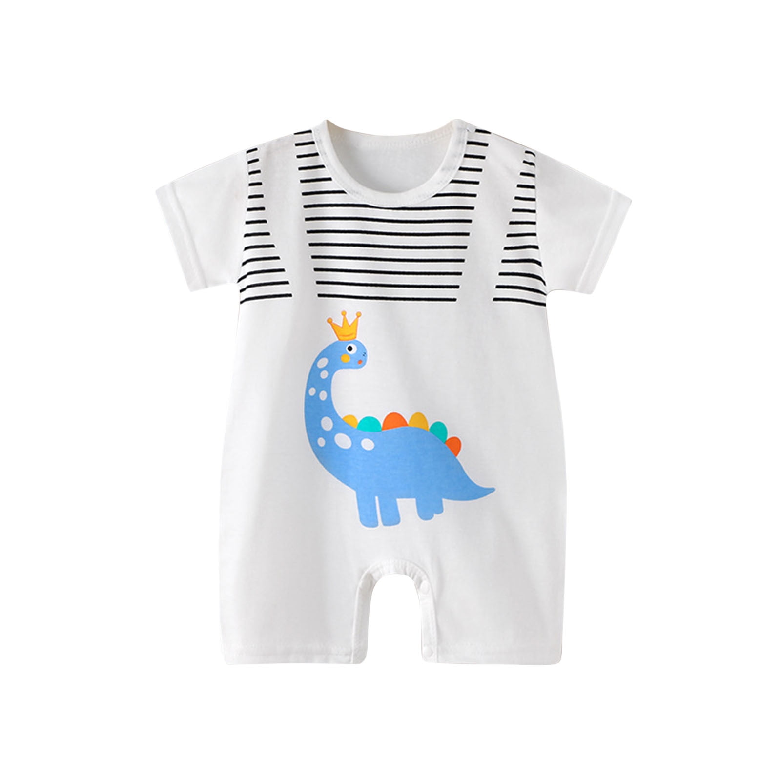 Summer Savings! Stamzod Baby Boys Girls Short Sleeve One-Piece Romper Cute Cartoons Dinosaur ...