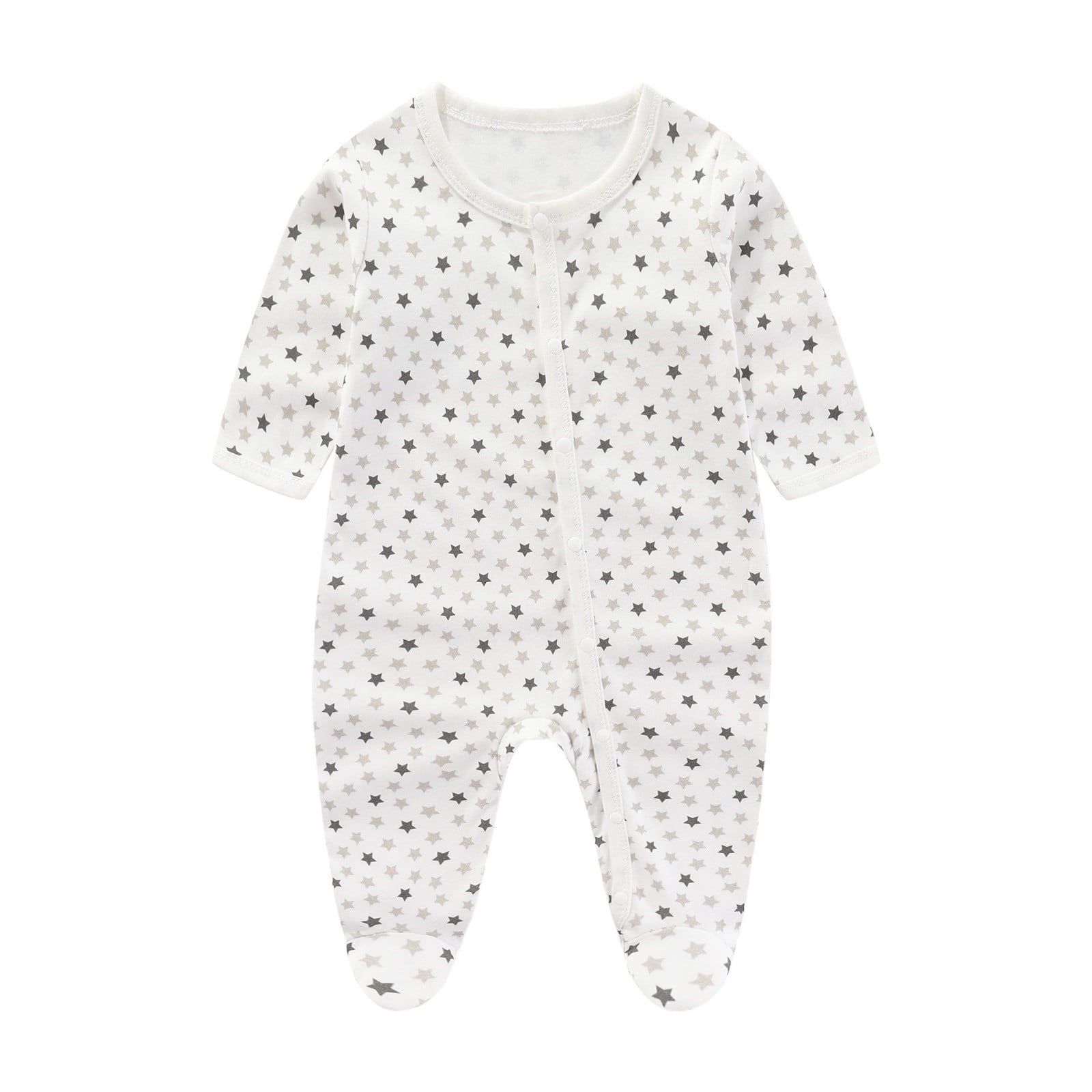 Stamzod Baby Cotton one-Piece Romper Jumpsuit Long Sleeve Button Down Toddler Bodysuit Star ...