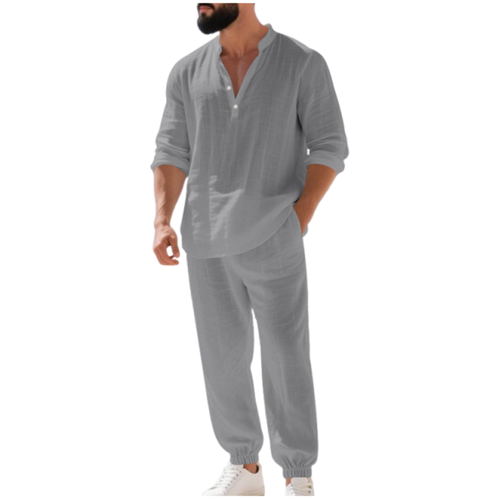 Stamzod Beach Vacation Outfits for Men V Neck Flax Shirts and ...