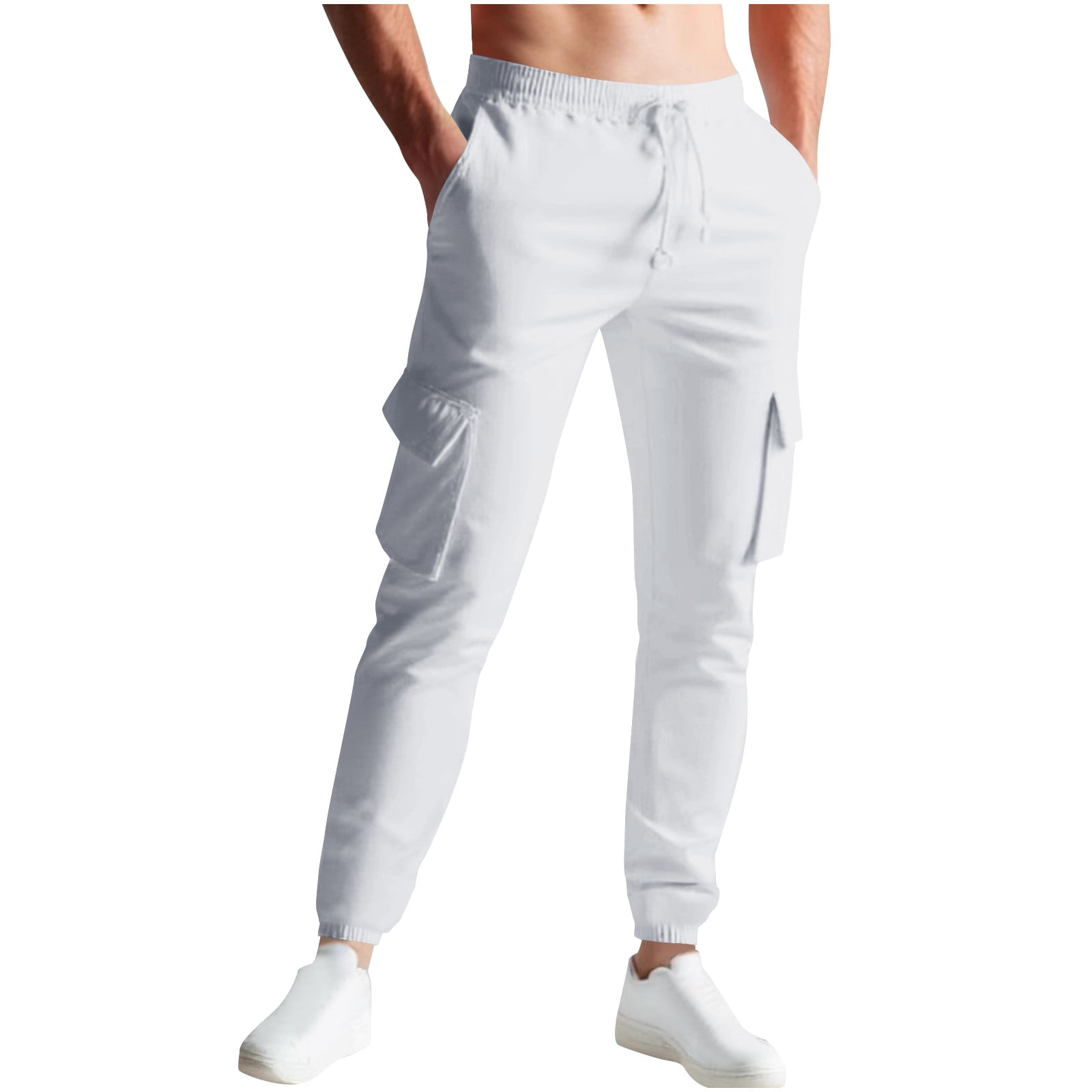 Stamzod Cargo Pants for Men Spring Solid Color Loose Fit Stretch Work ...