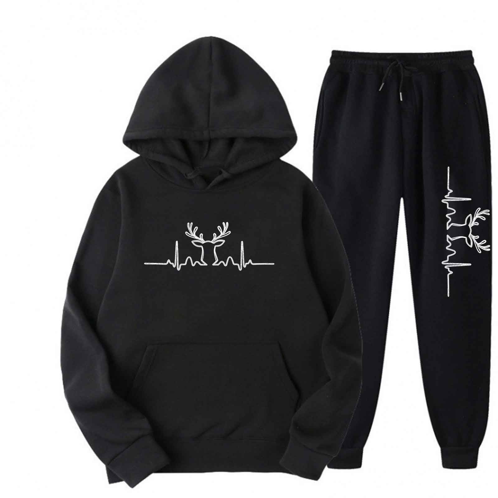 Stamzod Christmas Jogging Suits for Women Long Sleeve Hooded Sweatshirt ...