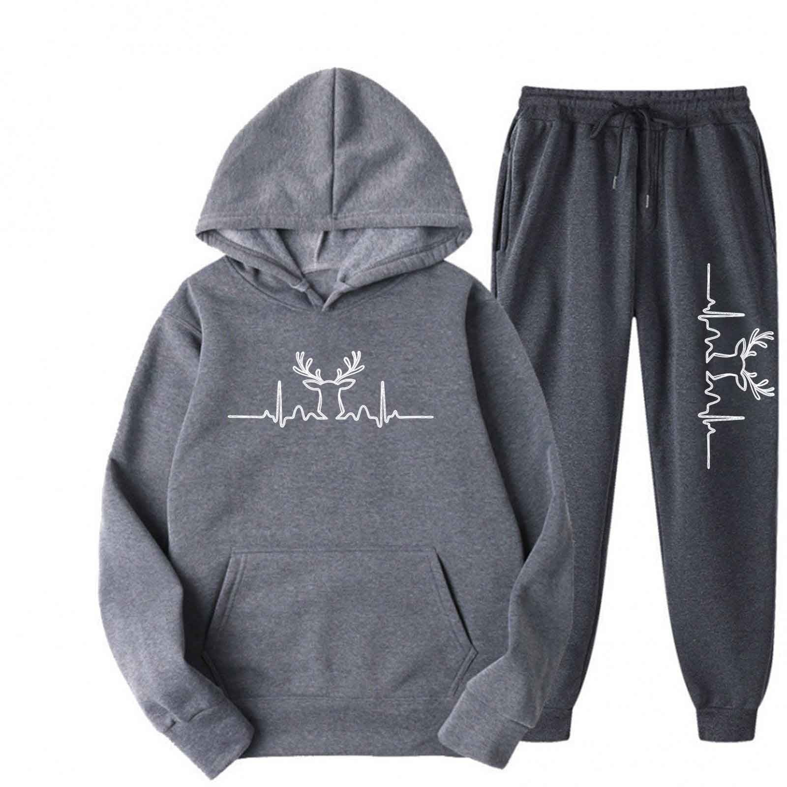 Stamzod Christmas Jogging Suits for Women Long Sleeve Hooded Sweatshirt ...
