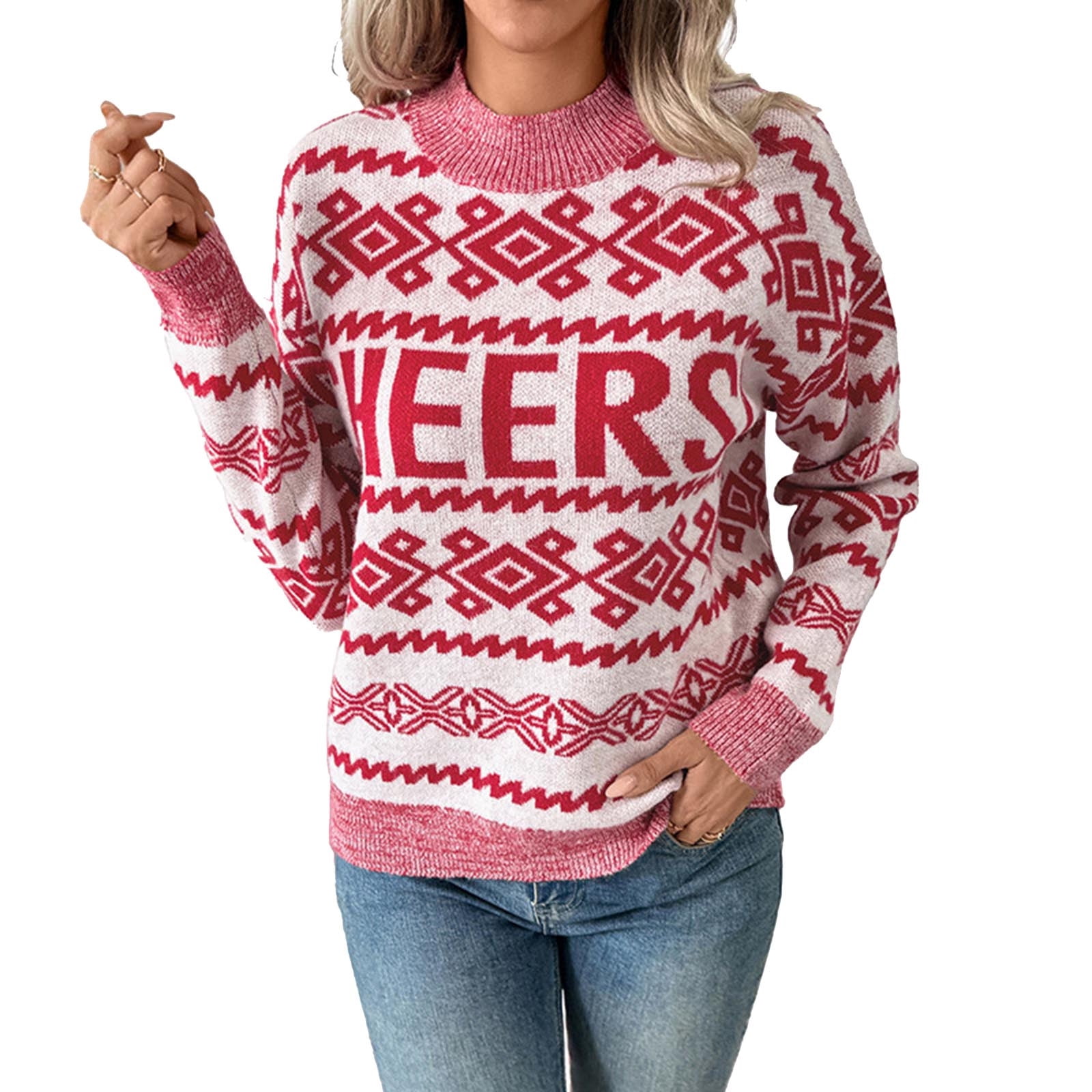 Stamzod Christmas Pull Over Sweaters Womens 2025 Letter Print Long ...