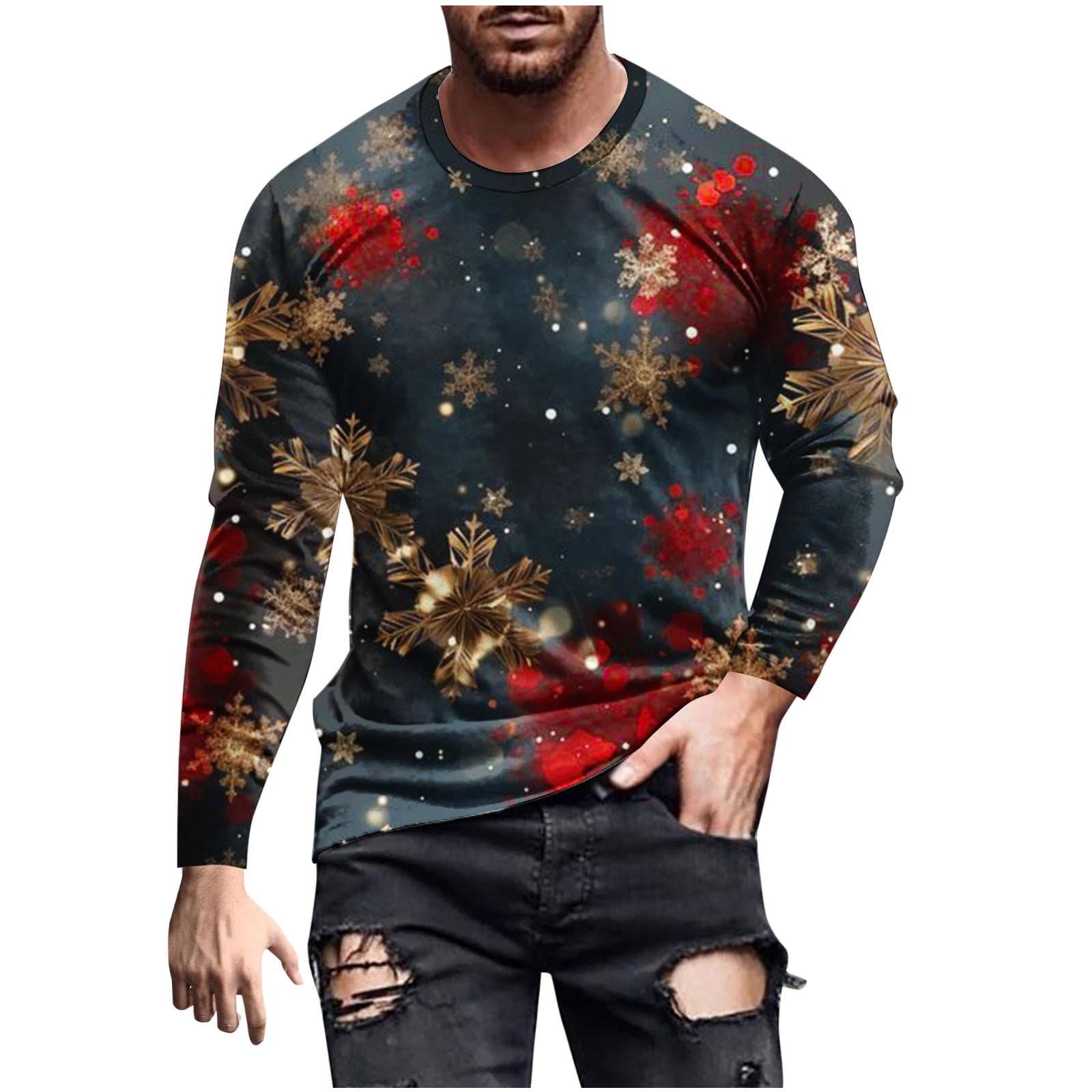 Stamzod Christmas Shirts for Men Plus Size Men's T-Shirts Clearance Men ...
