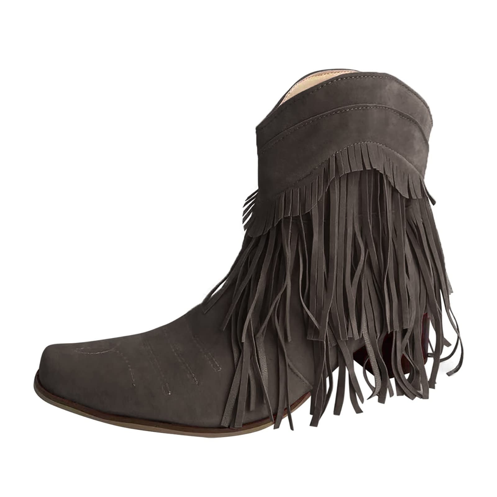 Stamzod Clearance Boots For Women Western Cowboy Boho Tassel Fringes ...