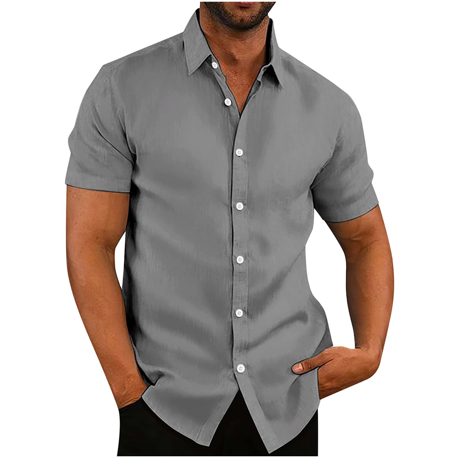 Stamzod Dress Shirts For Men Clearance Plus Size Short Sleeve Shirts ...