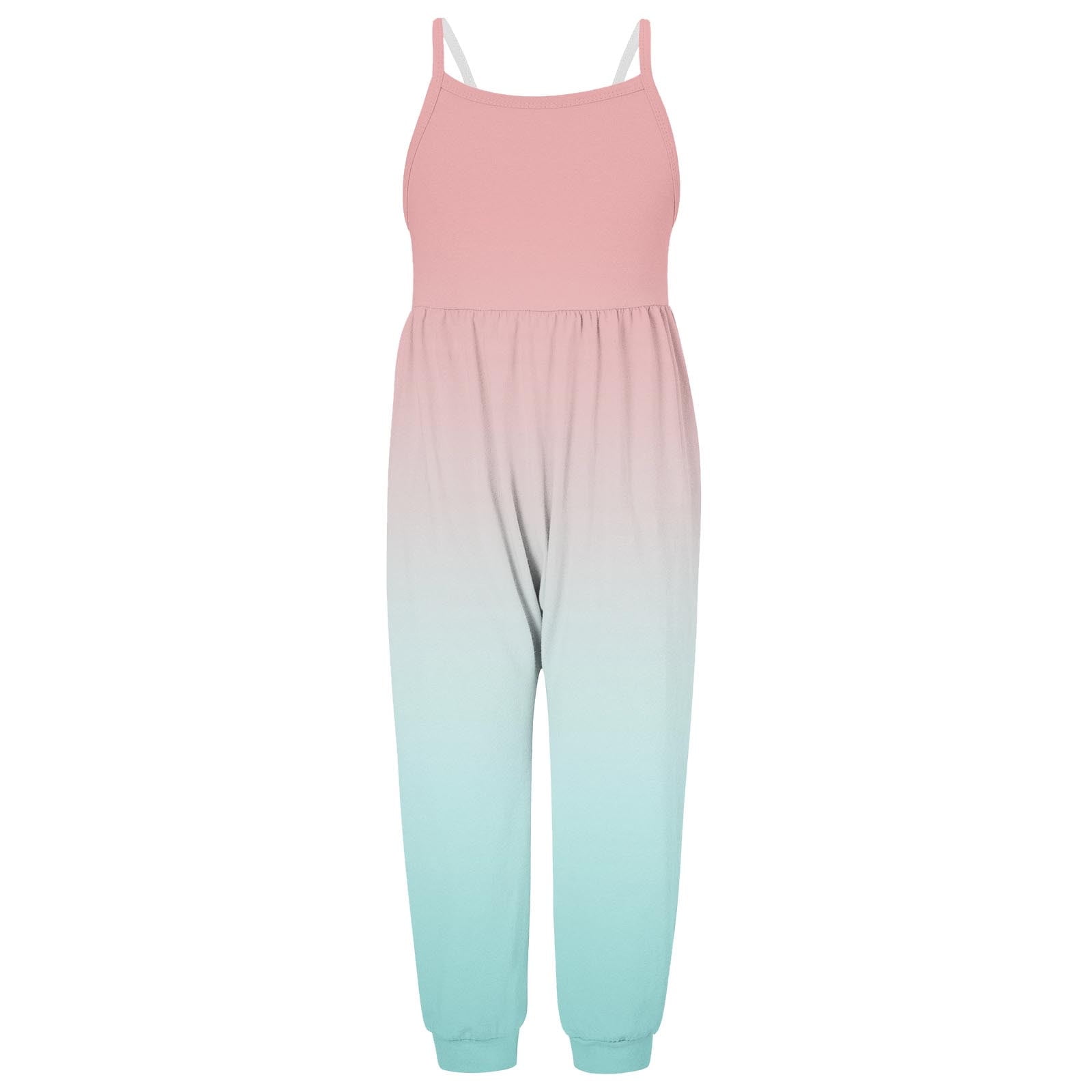 Summer Savings Clearance! Stamzod Girls Strap Romper sleeveless backless Colorblock One Piece ...