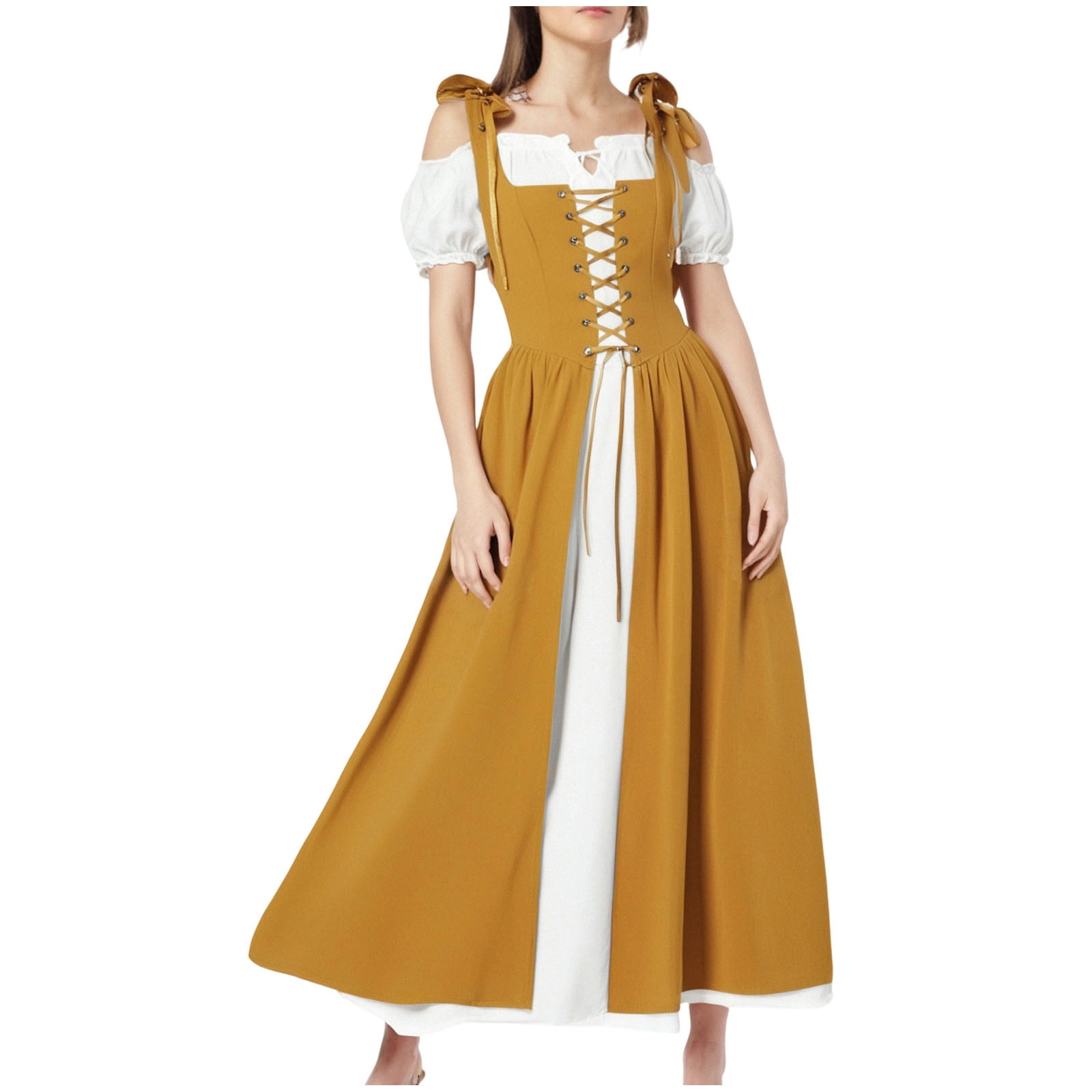 Stamzod Halloween Maxi Dresses for Women 2025 Cold Shoulder Lace-Up ...