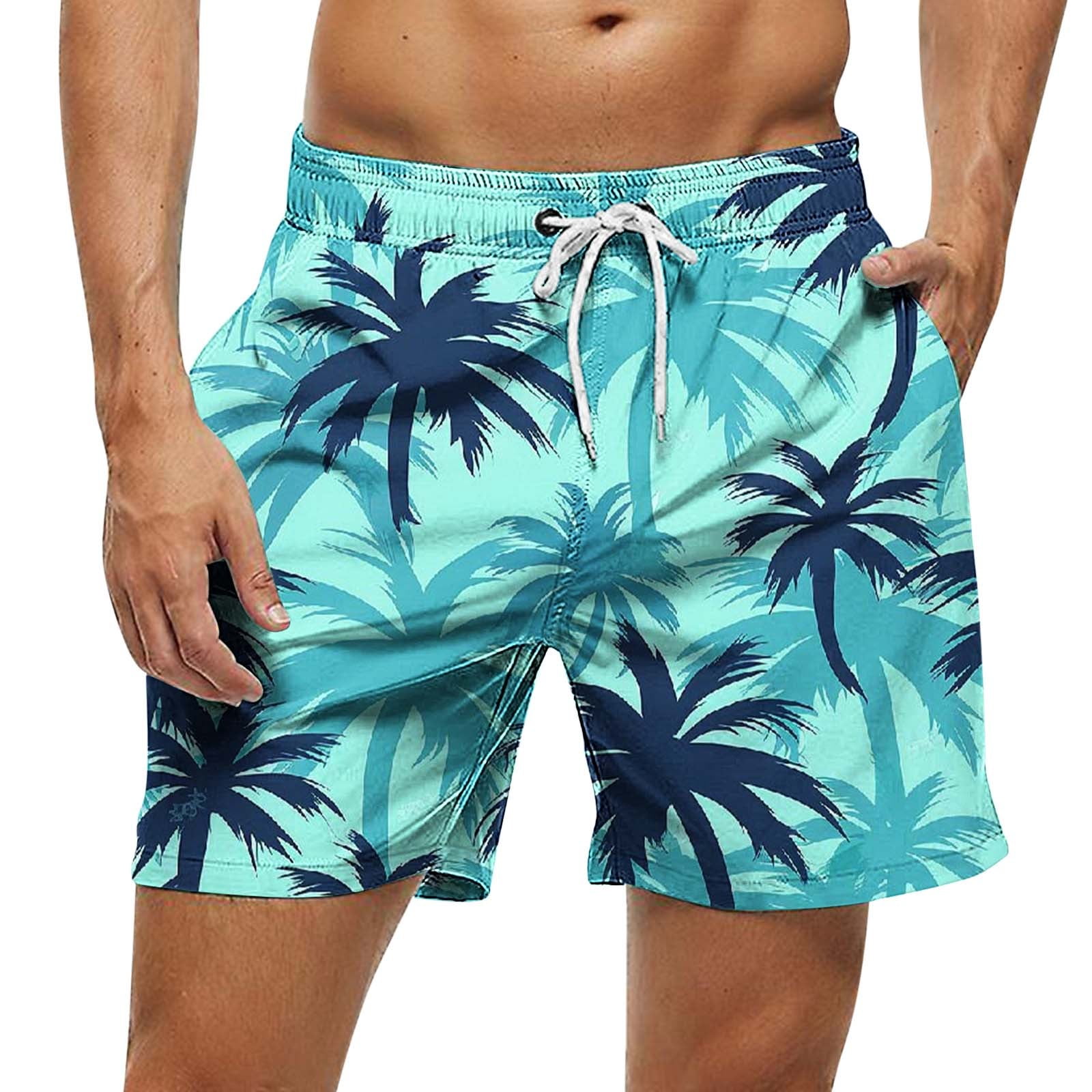 Stamzod Hawaiian Men's Swim Trunks Fashion Plam Printing Summer ...