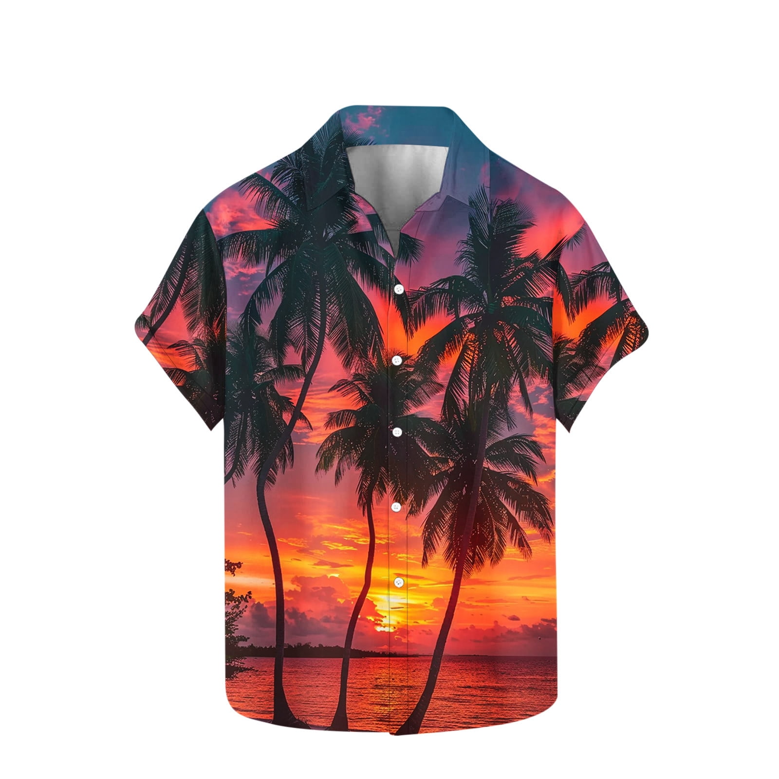 Stamzod Hawaiian Shirt for Men Summer Plam Printed Turndown Short ...