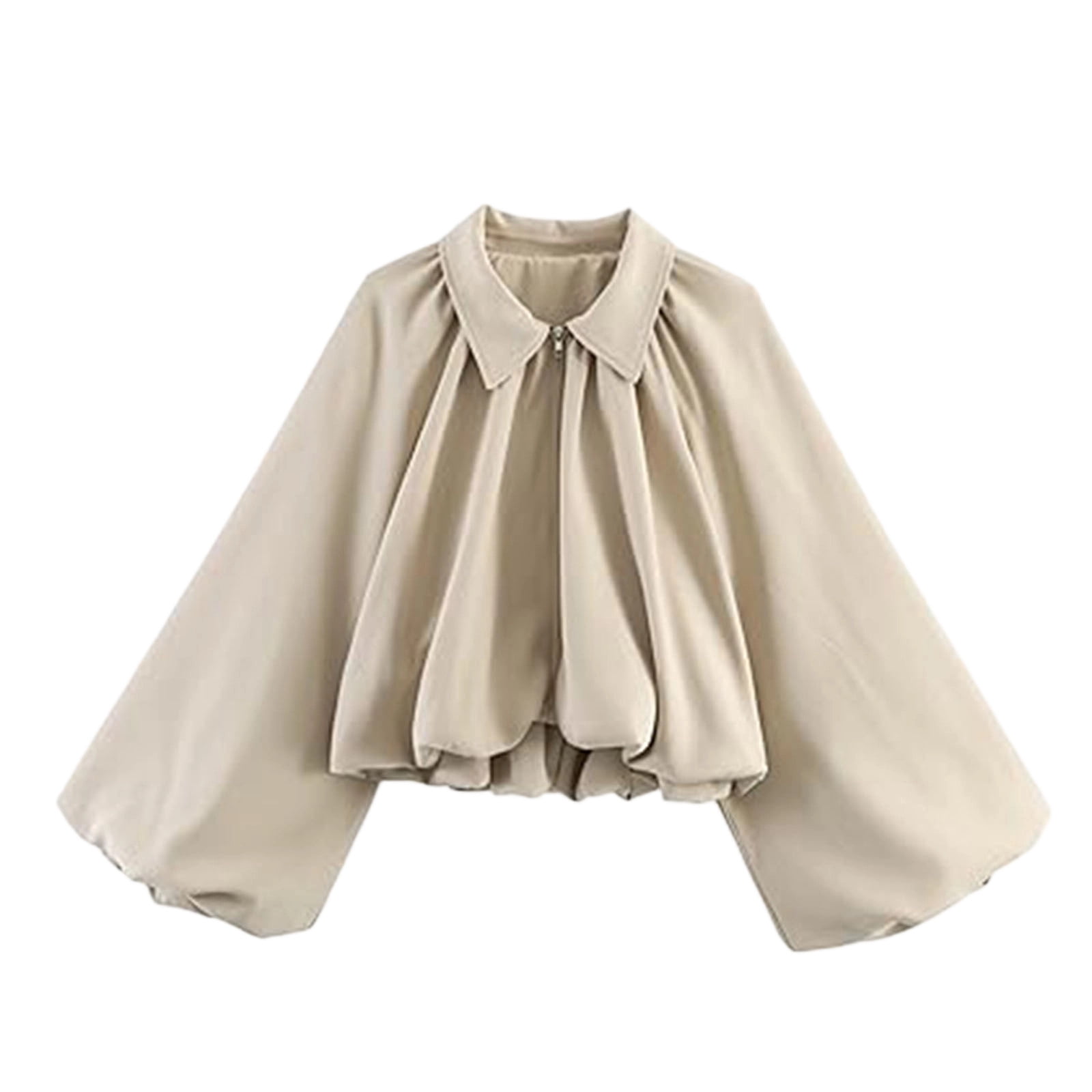 Stamzod Jackets for Women Fall Winter Balloon Long-Sleeve Bomber Jacket ...